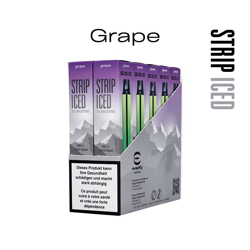 Evapify - Pack de 10 x Strip Iced Grape Puffs